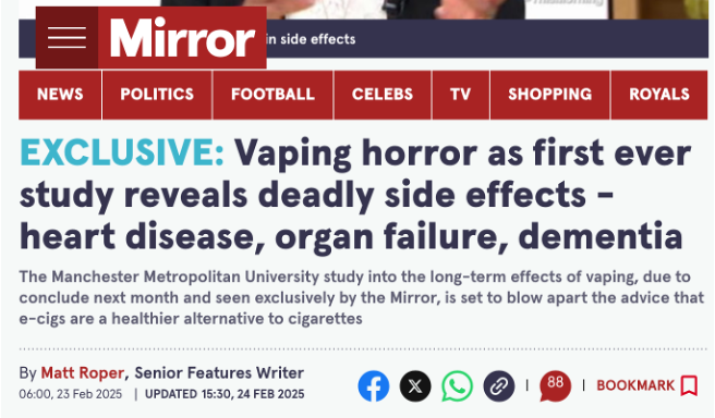 Has a “first ever” study found that vaping is more dangerous than ...
