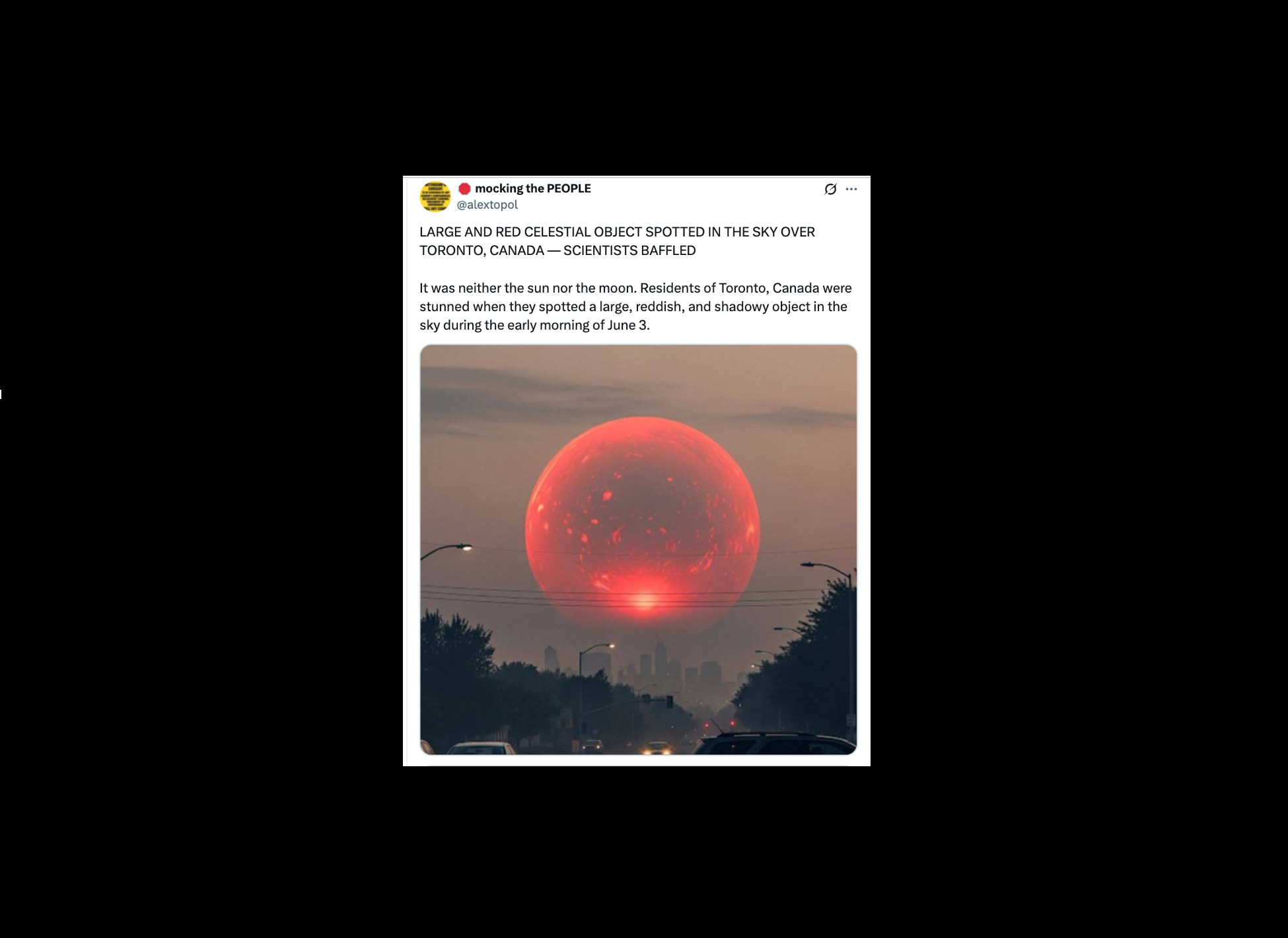 Has a large, red celestial object been spotted over Canada? - Black Dot ...