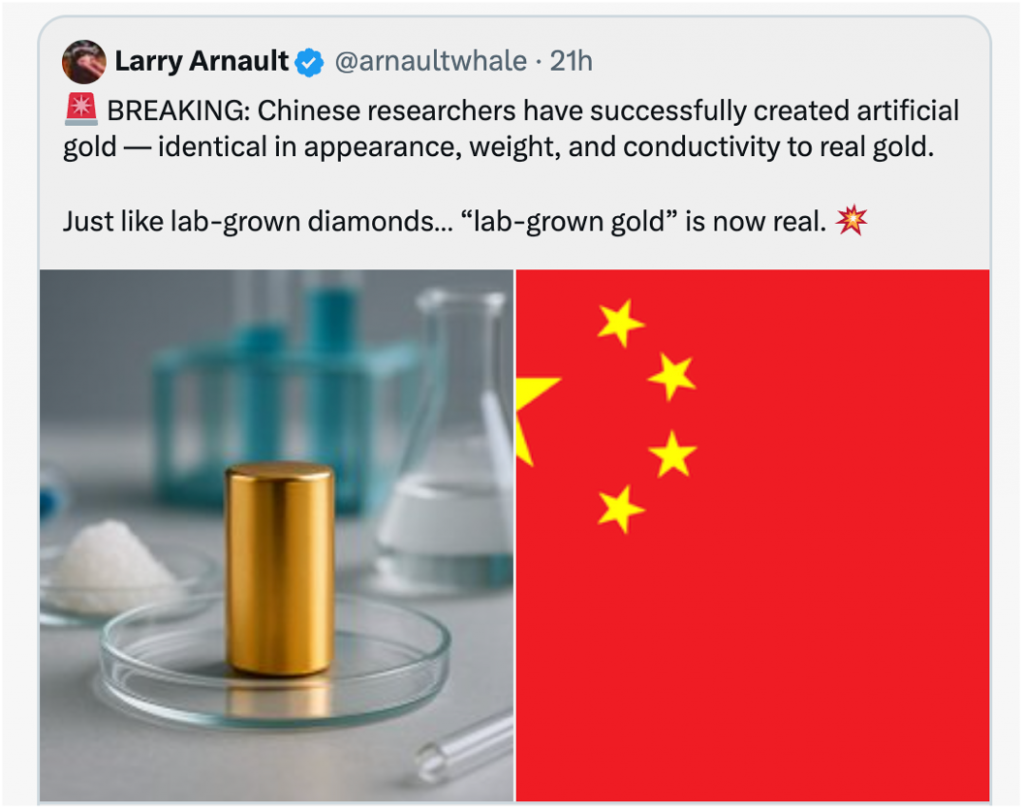Have Chinese researchers found a way to create “lab-grown gold ...